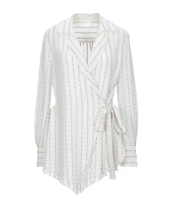 Chloé Striped Long Sleeve Wrap Top With Lapels And Ties