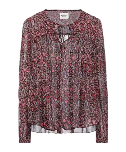 Isabel Marant Étoile Printed Long Sleeve Blouse With Tie Detail