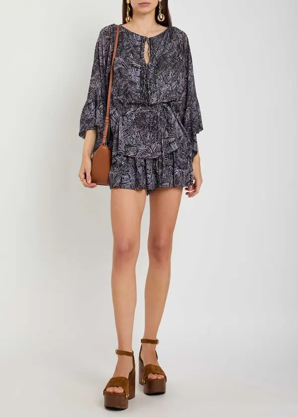 Isabel Marant Étoile Printed Silk Chiffon Shorts - Black