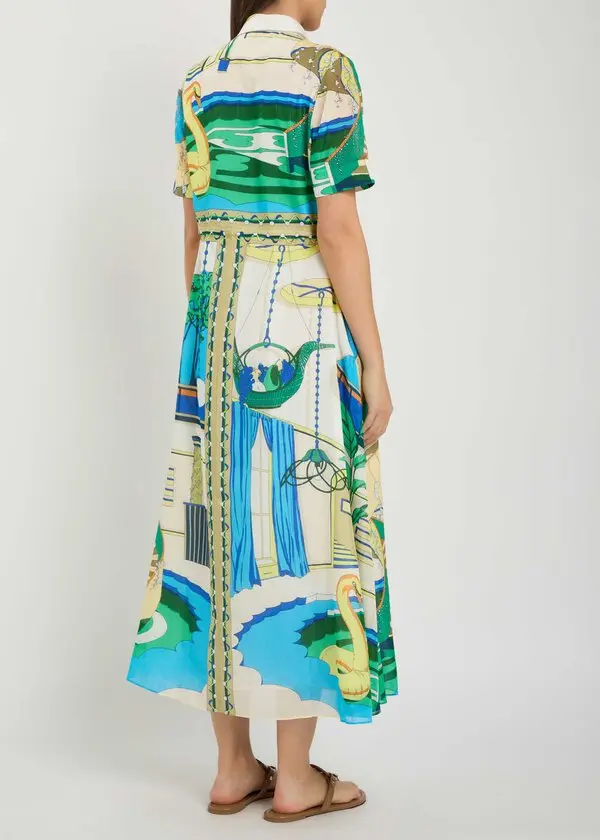 Tory Burch Printed Silk And Cotton-blend Shirt Dress