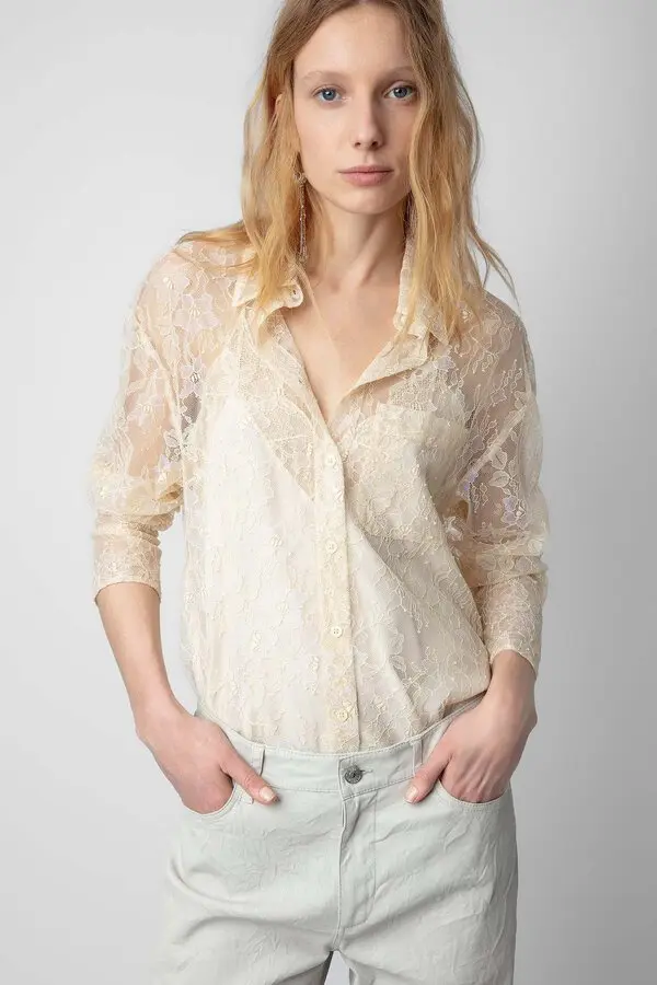 Zadig&Voltaire Lace Lapel Long-sleeved Shirt