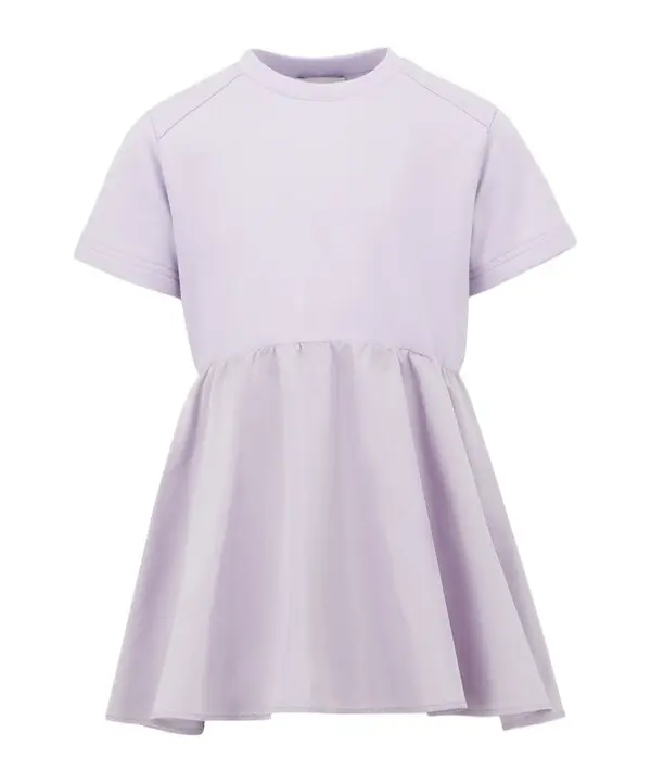 Moncler Logo Patch Crewneck Flared Dress - White