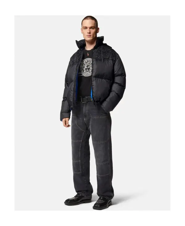 Versace Logo Patch Zip-up Padded Jacket