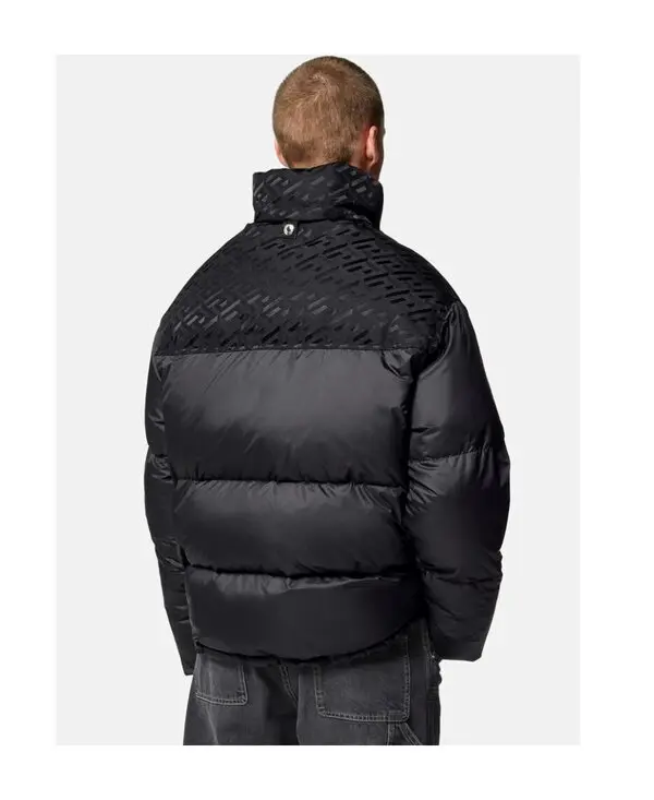 Versace Logo Patch Zip-up Padded Jacket