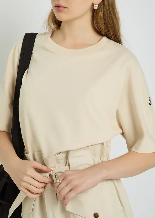 Moncler Belted Cotton T-shirt Dress