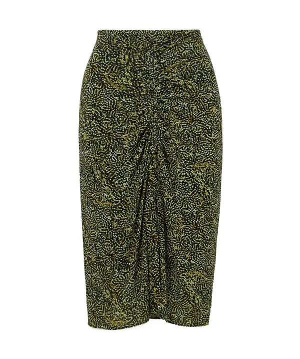 Isabel Marant Étoile Ruched-front Midi Skirt With Geometric Print