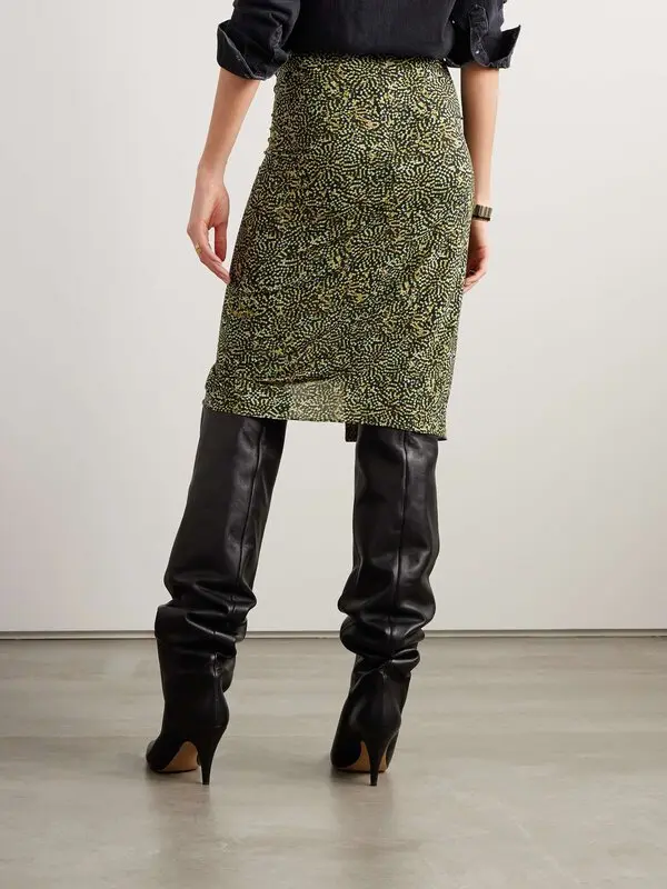 Isabel Marant Étoile Ruched-front Midi Skirt With Geometric Print