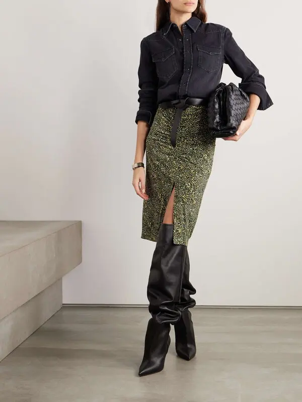 Isabel Marant Étoile Ruched-front Midi Skirt With Geometric Print