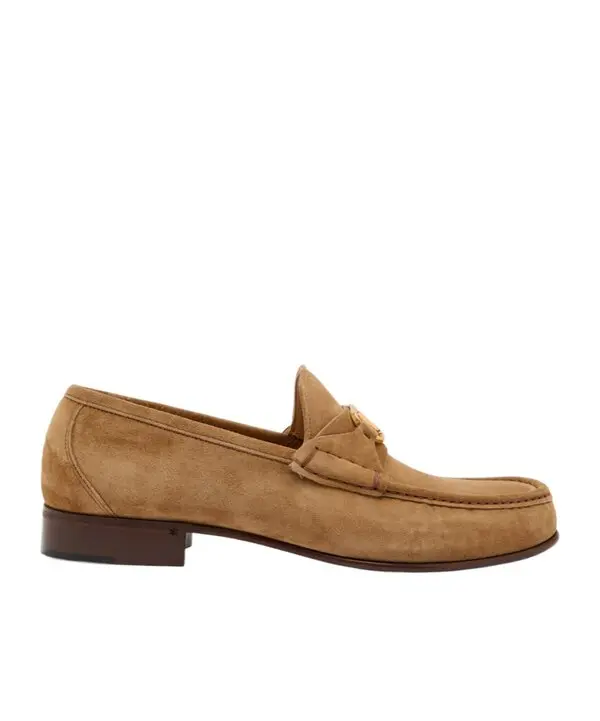Valentino Garavani Suede Loafers With Stacked Heel - Brown