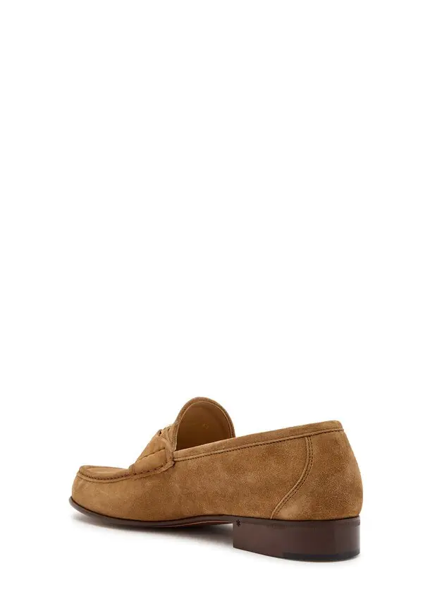 Valentino Garavani Suede Loafers With Stacked Heel - Brown