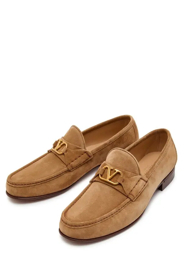 Valentino Garavani Suede Loafers With Stacked Heel - Brown