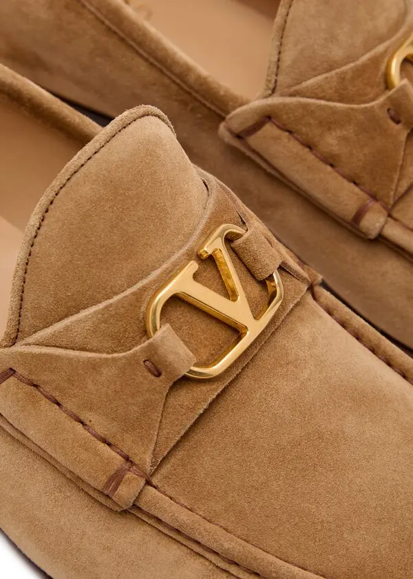 Valentino Garavani Suede Loafers With Stacked Heel - Brown