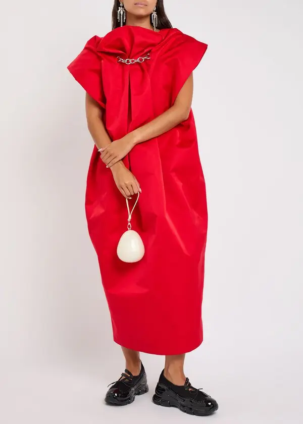 Simone Rocha Duchess Draped Satin Midi Dress