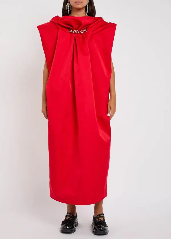 Simone Rocha Duchess Draped Satin Midi Dress