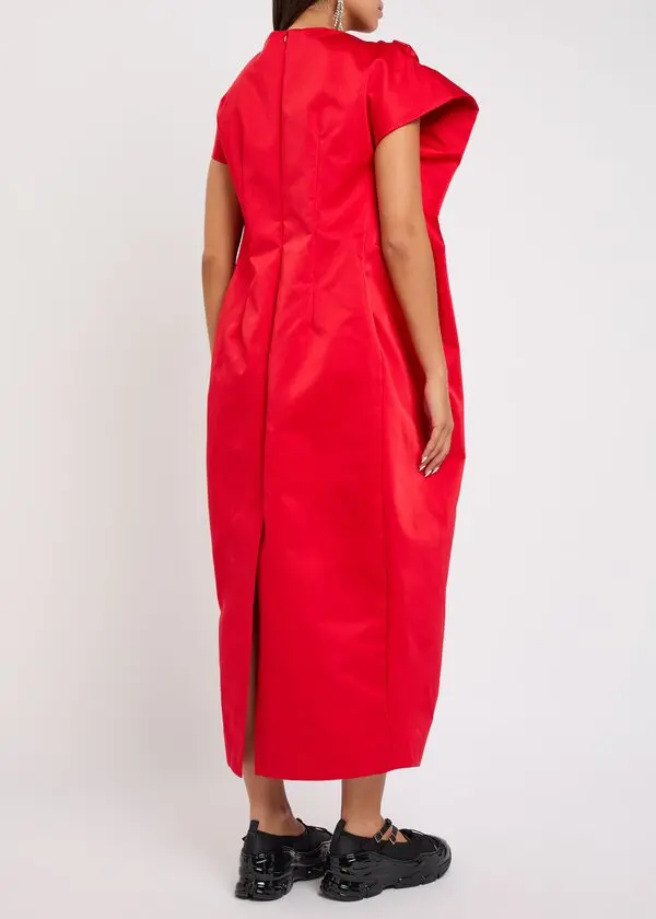 Simone Rocha Duchess Draped Satin Midi Dress