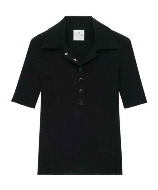 COURREGES Ac Ribbed-knit Polo Shirt