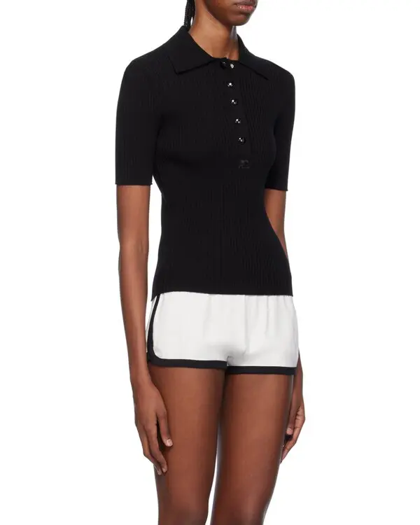 COURREGES Ac Ribbed-knit Polo Shirt