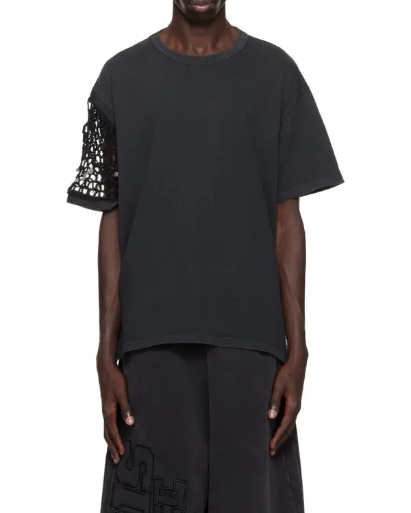 MISBHV Crochet-panelled Spider Web Pattern T-shirt