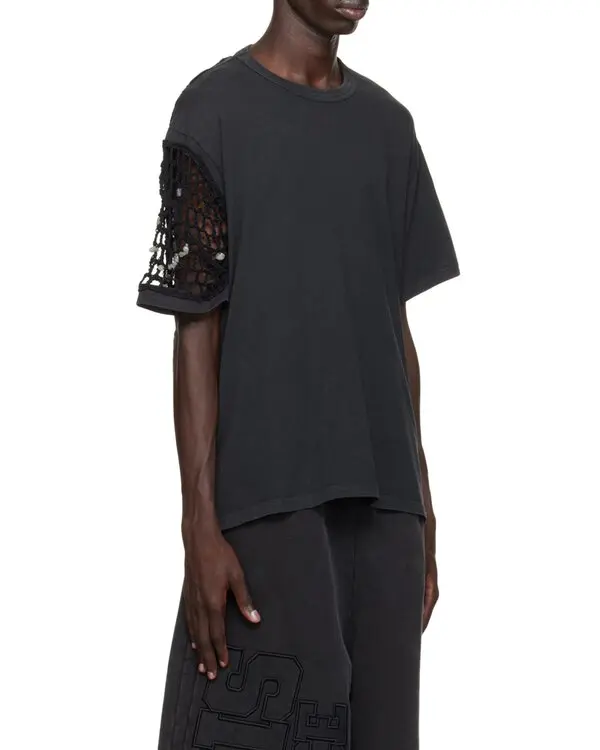 MISBHV Crochet-panelled Spider Web Pattern T-shirt