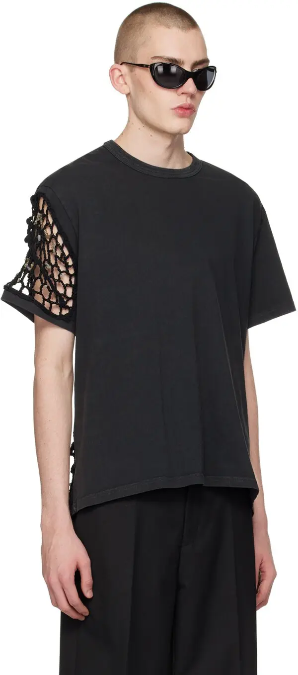 MISBHV Crochet-panelled Spider Web Pattern T-shirt
