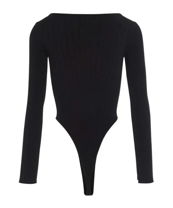 MUGLER Logo-plaque Ribbed Bodysuit