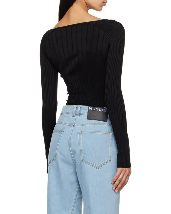 MUGLER Logo-plaque Ribbed Bodysuit