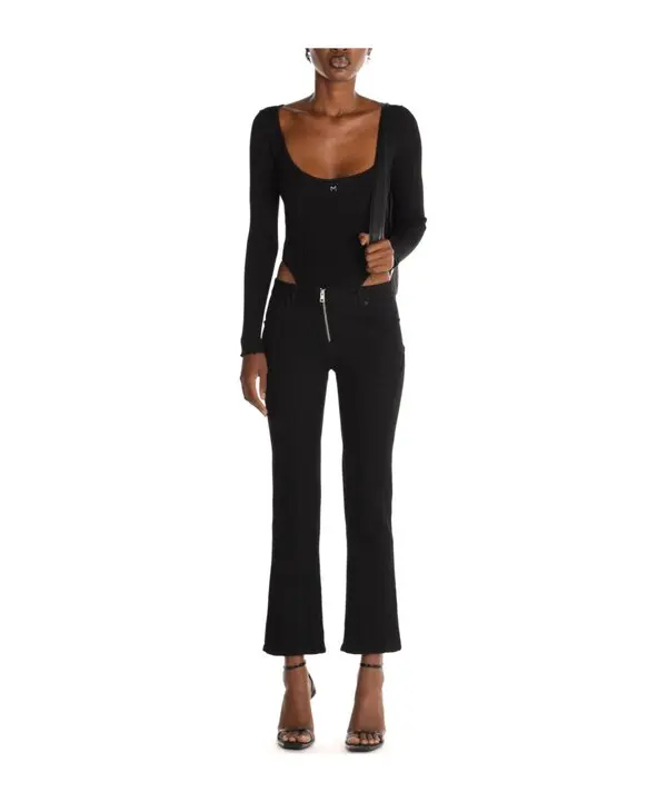 MUGLER Logo-plaque Ribbed Bodysuit