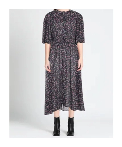 Isabel Marant Étoile Floral Print Pleated Shirt Dress - Black