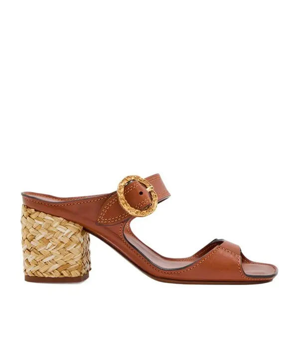 Zimmermann Solena 65 Leather And Raffia Mules