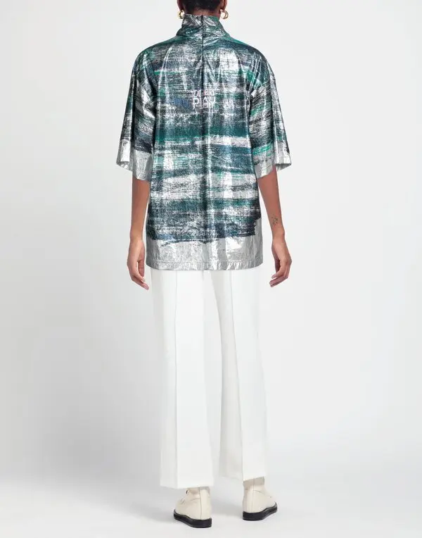 Dolce & Gabbana Printed Mock Neck Short-sleeve Top - Green