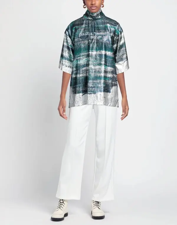 Dolce & Gabbana Printed Mock Neck Short-sleeve Top - Green