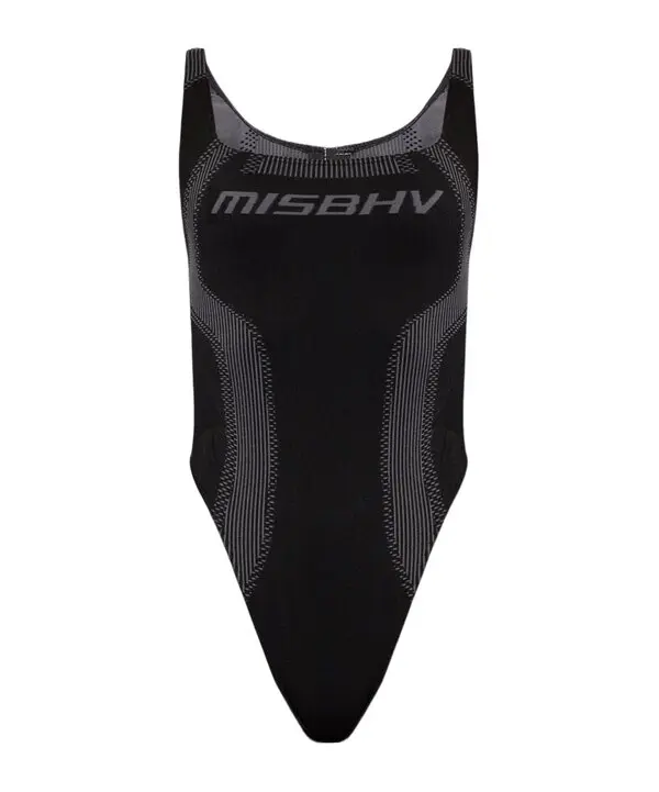 MISBHV Logo-embroidered U-neck Bodysuit