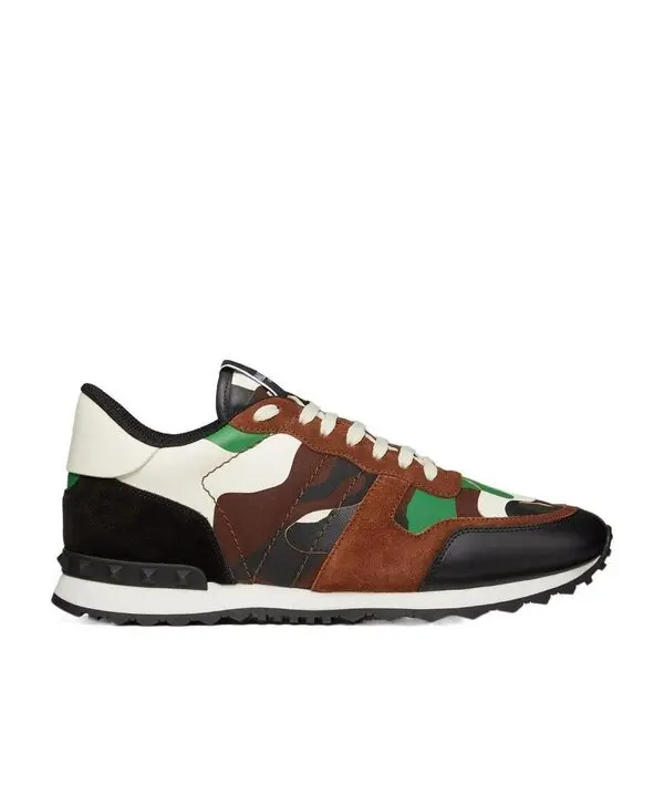 Valentino Garavani Rockrunner Camouflage Lace-up Sneakers - Black