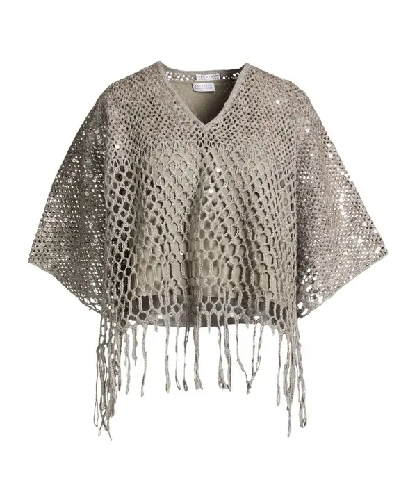 Brunello Cucinelli Sequined Tassel Poncho