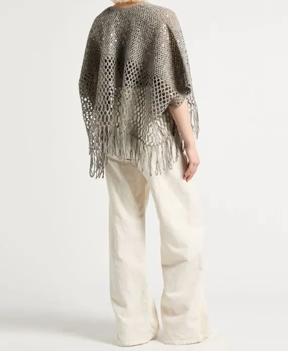 Brunello Cucinelli Sequined Tassel Poncho
