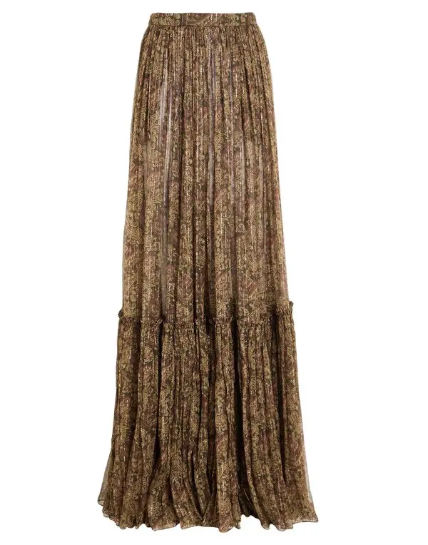 Saint Laurent Printed Elasticated Waist Midi Skirt - Green