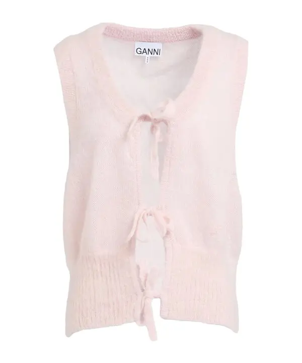 GANNI Sleeveless Tie-up Knit Vest With Embroidered Logo