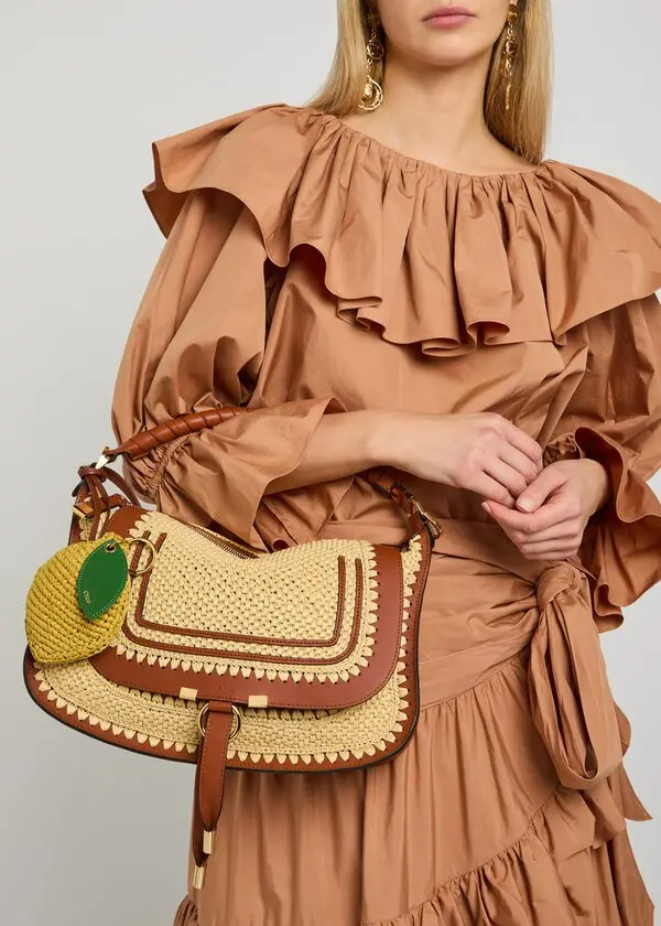 Chloé Symbols Mirror Raffia Bag Charm