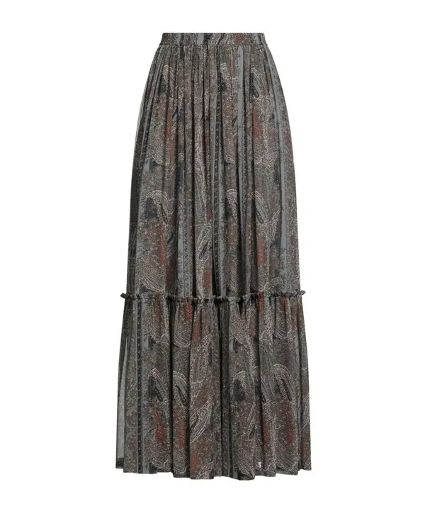 Saint Laurent Bohemian Paisley Print Georgette Maxi Dress
