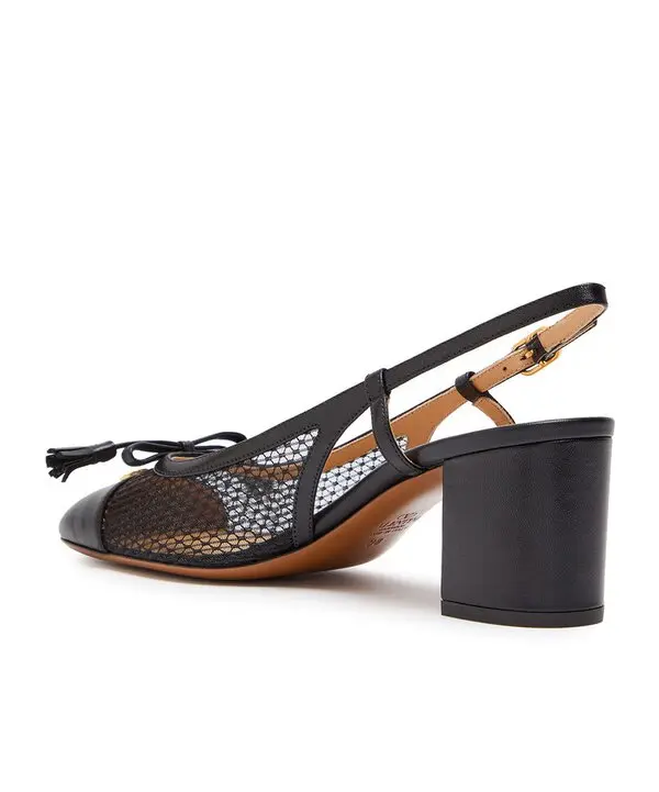 Valentino Garavani 60 Vlogo Mesh And Leather Slingback Pumps