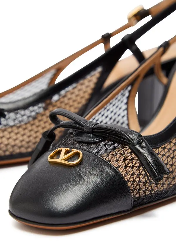 Valentino Garavani 60 Vlogo Mesh And Leather Slingback Pumps
