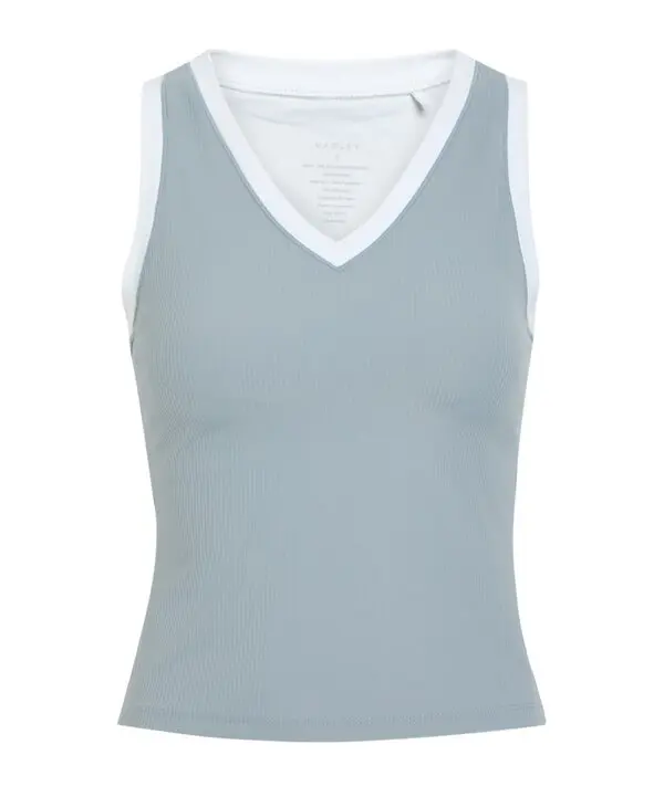 Varley Slim-fit V-neck Ribbed Camisole With Built-in Chest Pad - Gray