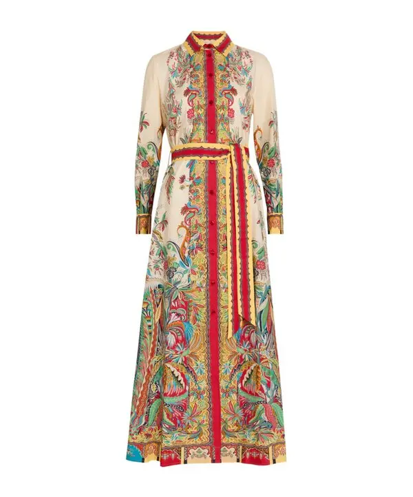 Etro Printed Belted Cotton-poplin Midi Shirt Dress