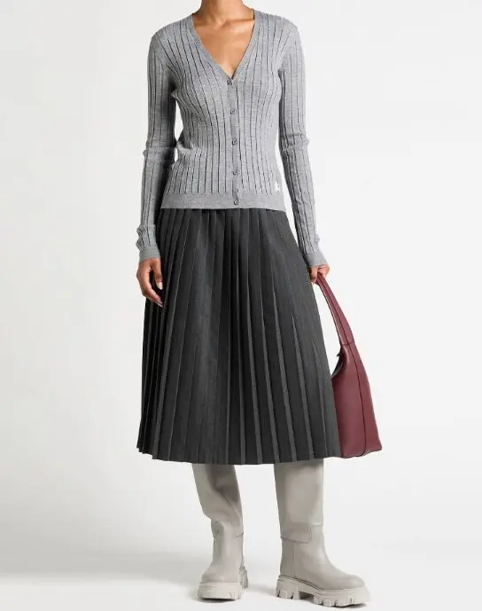Burberry Ribbed V-neck Cardigan With Brand Label