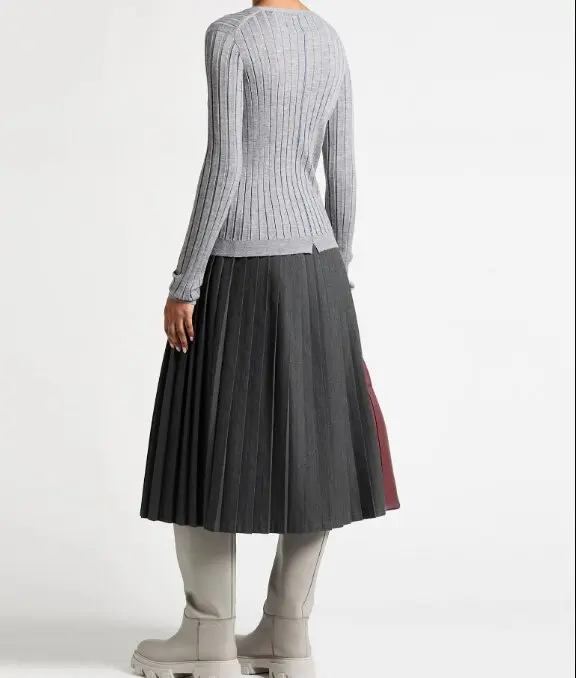 Burberry Ribbed V-neck Cardigan With Brand Label