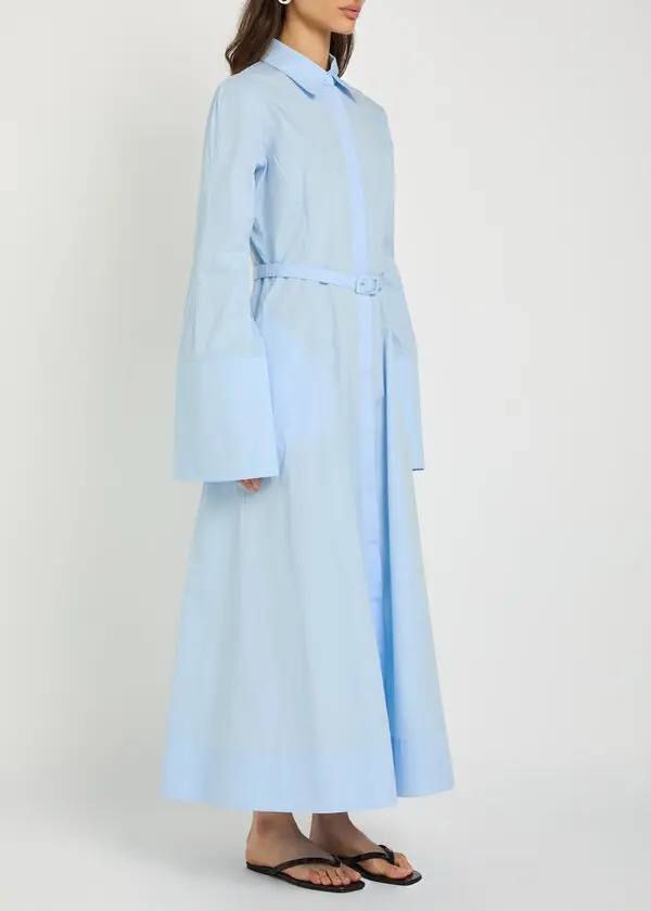 Gabriela Hearst Belted Cotton-poplin Maxi Shirt Dress