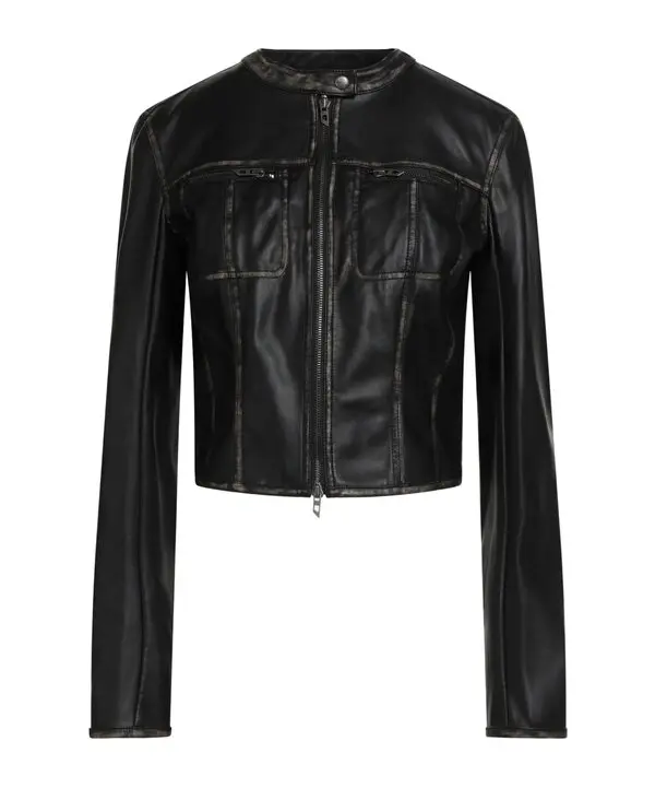 DIESEL® Biker Jacket With Mandarin Collar And Zip Fastening