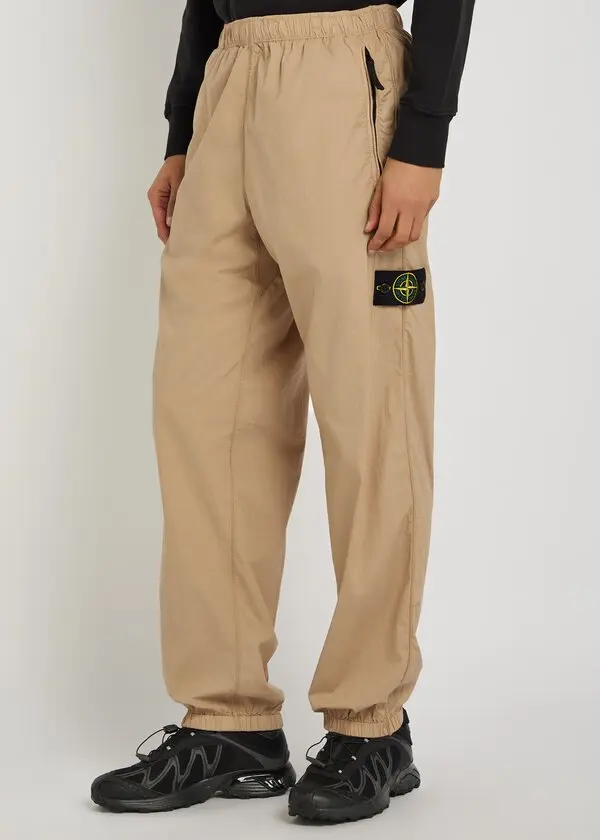 Stone Island Stretch-cotton Trousers With Appliqu
