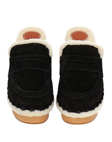 Chloé Half-covered Cotton Slippers With Chunky Heel