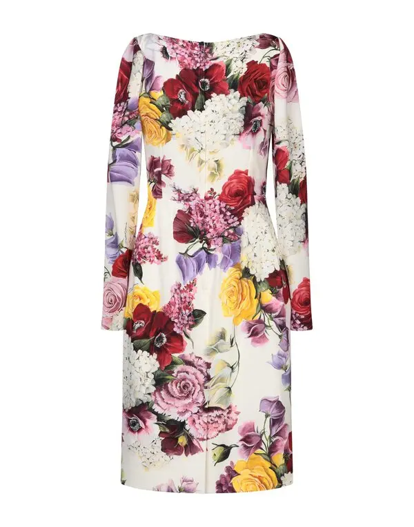 Dolce & Gabbana Floral Print Long Sleeve V-neck Dress